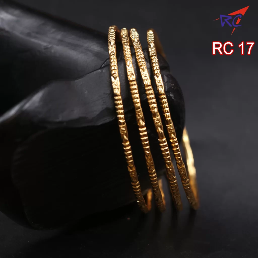 Gold finish pattern bangles 4 nos. | RC Akshaya