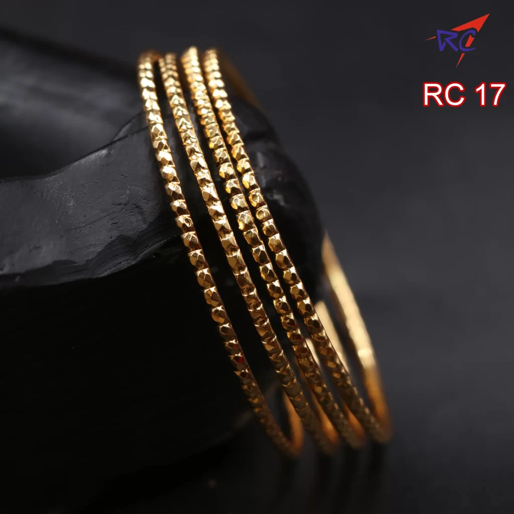 Gold finish dotted pattern Thin bangles | RC Akshaya