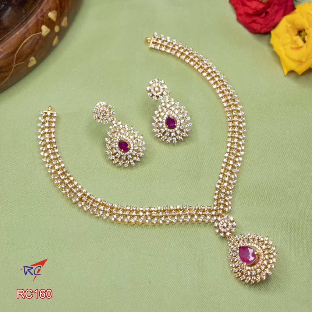Mat finish AD stone Changeable Necklace set | RC Akshaya