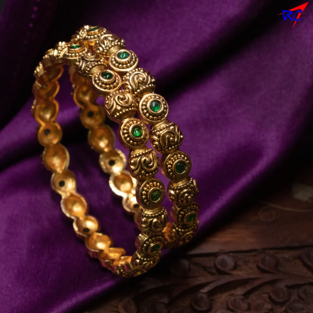 Antique Finish Half ball design Bangles | RC Akshaya