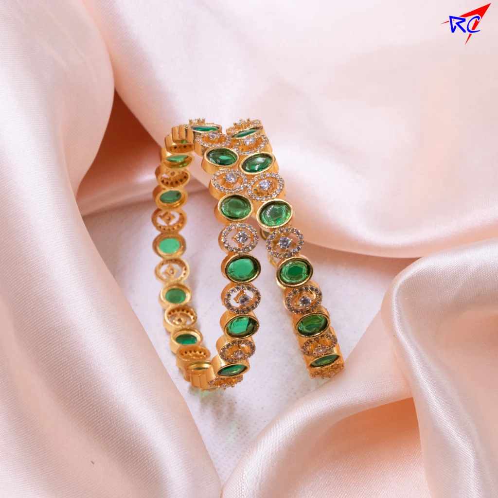 Oval Kemp with AD stone Bangles | RC Akshaya